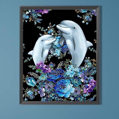 5D DIY Full Round Drill Diamond Painting Twin Dolphins Kit Home Decor ...