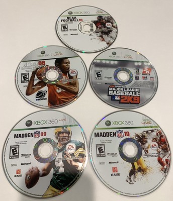 XBOX 360 5 Sports Game Lot - Madden, NCAA, MLB (DISC ONLY) | eBay