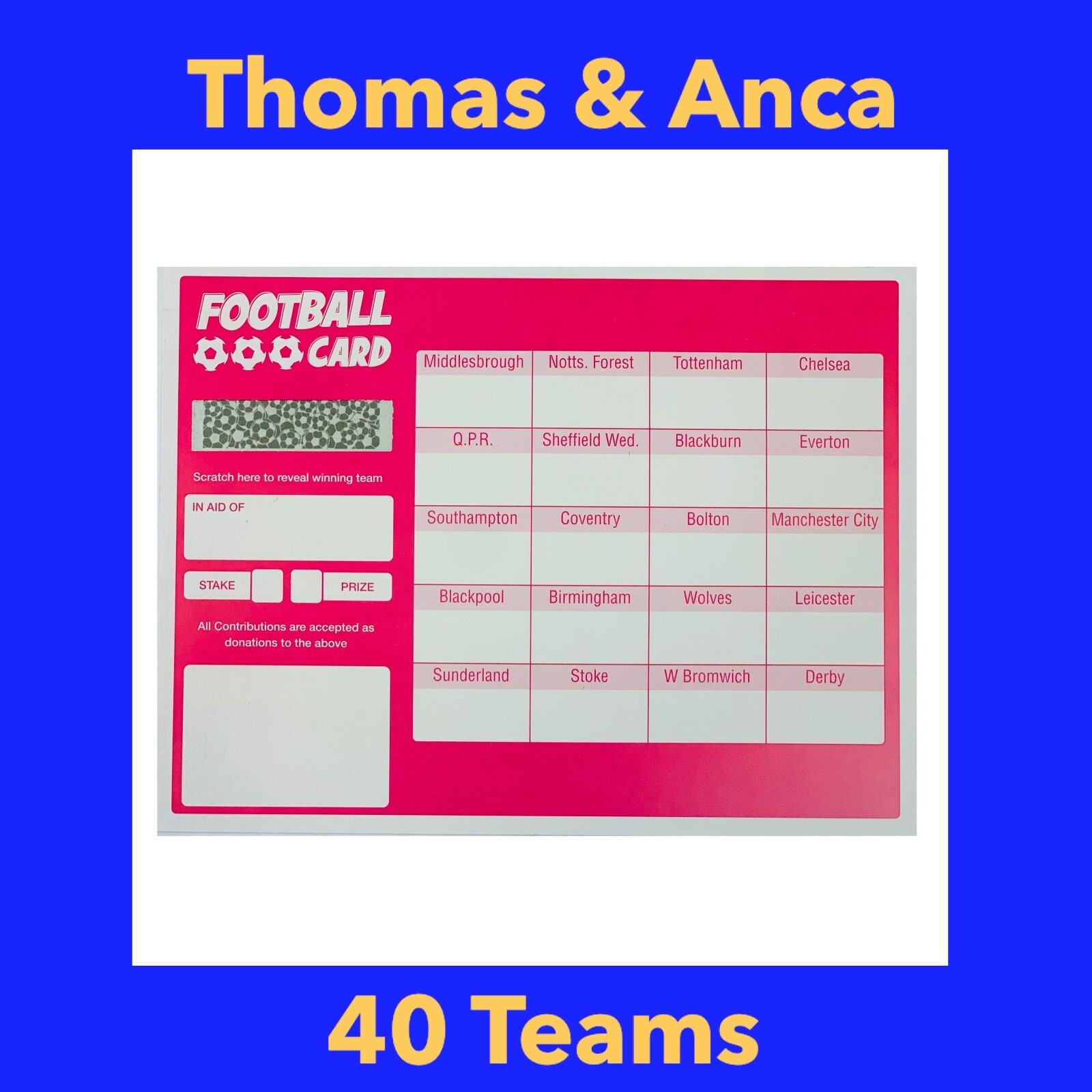 Football Cards Charity Fundraising Football Scratch Cards 20 Teams Bus ...