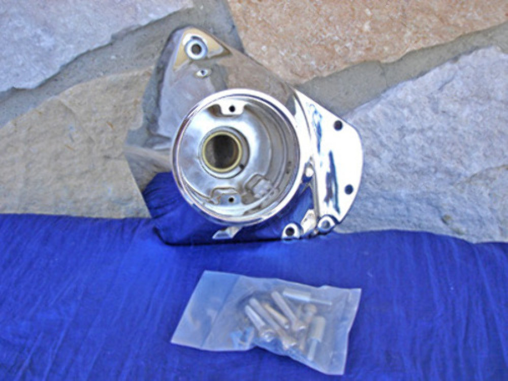 CHROME GEAR CASE NOSE CONE COVER FOR HARLEY SHOVELHEAD 73-92 CAM COVER ...