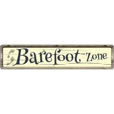 Barefoot Zone Novelty 3"x12" metal street sign plaque Home Door Garage ...