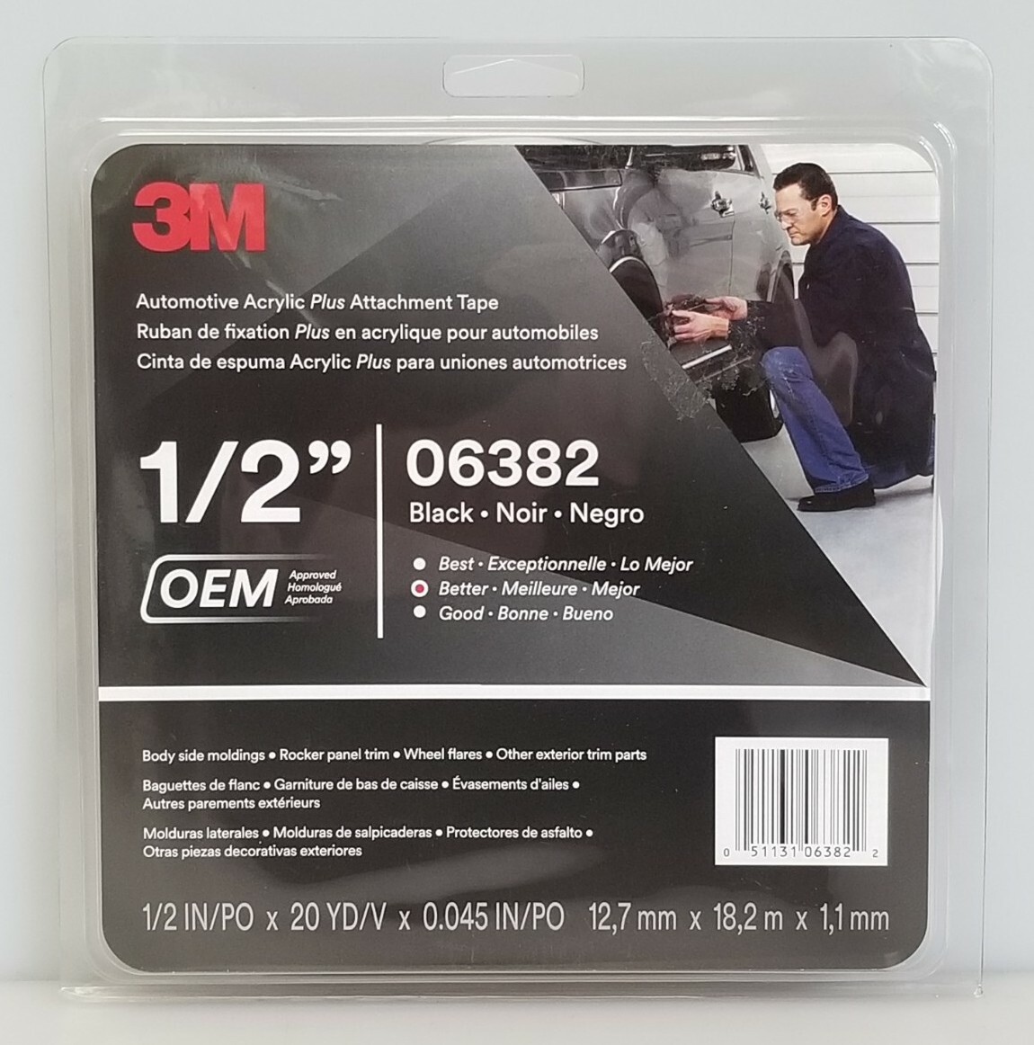 3M Automotive Acrylic Plus Attachment Tape 1/2 IN x 20 YD X .045 IN ...