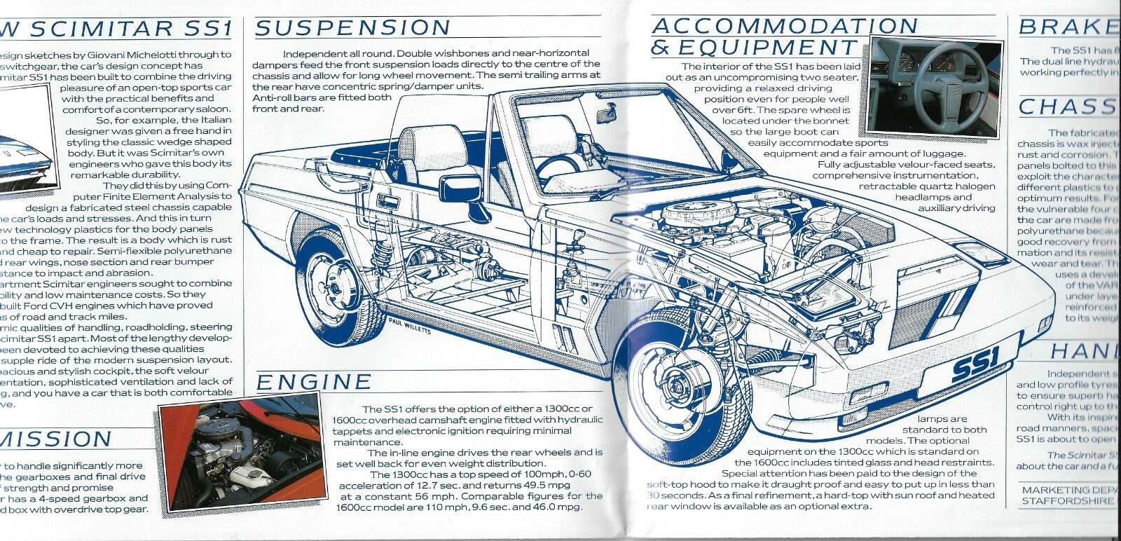 Reliant Scimitar SS1 1984-85 UK Market Preview Foldout Sales Brochure ...