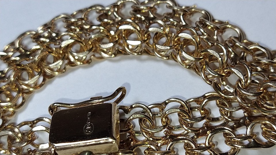 Solid 13k gold bracelet with small 10k safety chain 20 grams | eBay