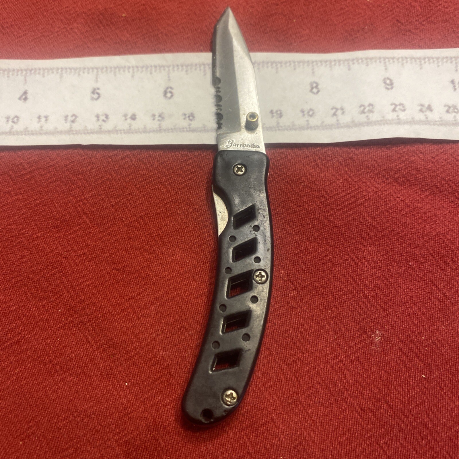 Barracuda Black Folding Knife Combination Edge Blade Locking Blade | eBay