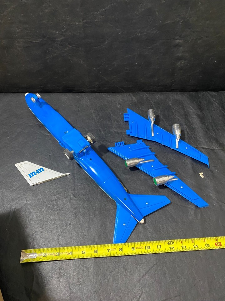 M&M airbus ultrasonic plane (broken) w/ hot rod candy dispenser toy lot ...