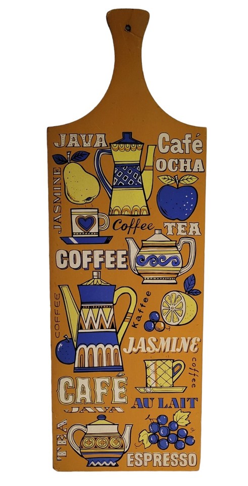 Vintage Coffee Tea Large Board Wooden Sign 24" Cafe Shop 60s 70s Bar ...