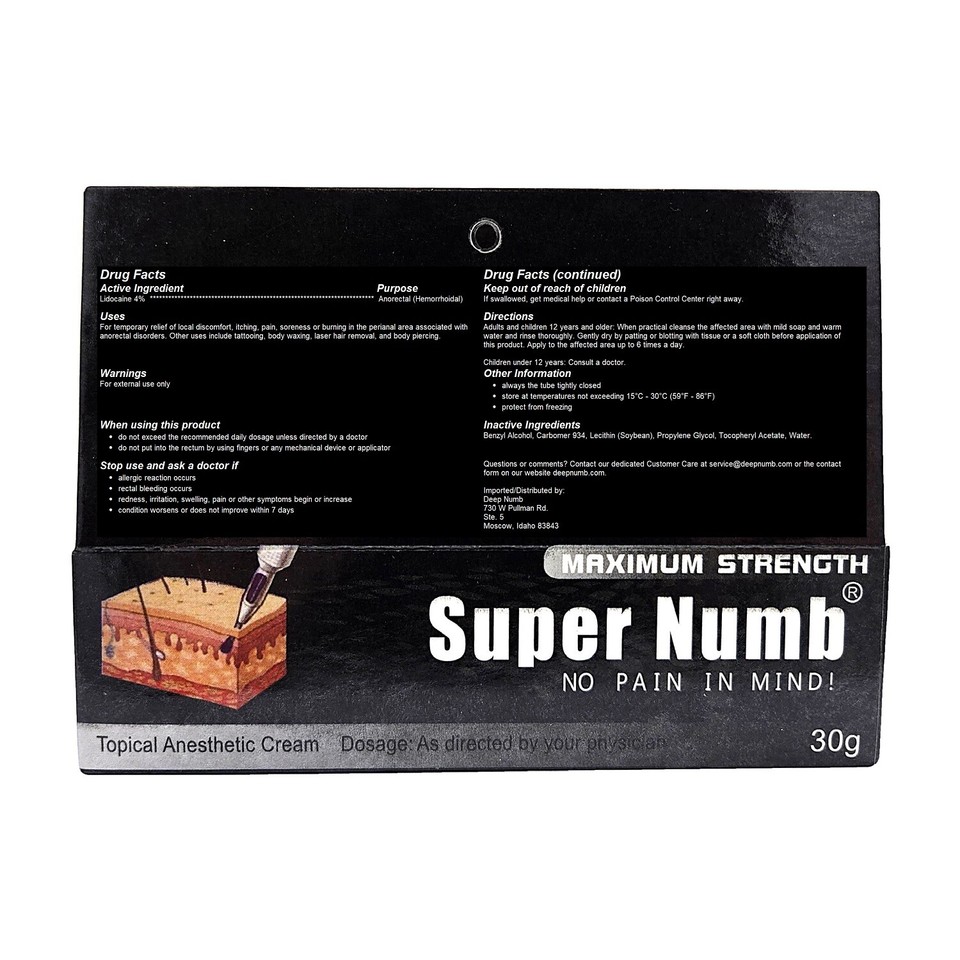 30g - 600g SUPER NUMB Skin Numbing Cream Piercing Waxing Laser Body Art ...