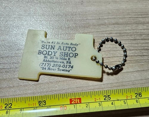 Vintage Sun Auto Body Shop Abbottstown PA Advertising Keychain | eBay