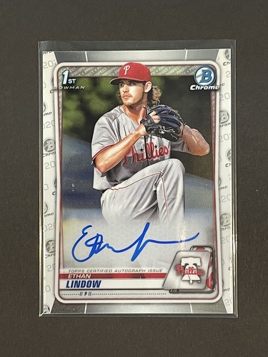 2020 Bowman Chrome Ethan Lindow CPA-EL 1st Auto - Philadelphia Phillies ...