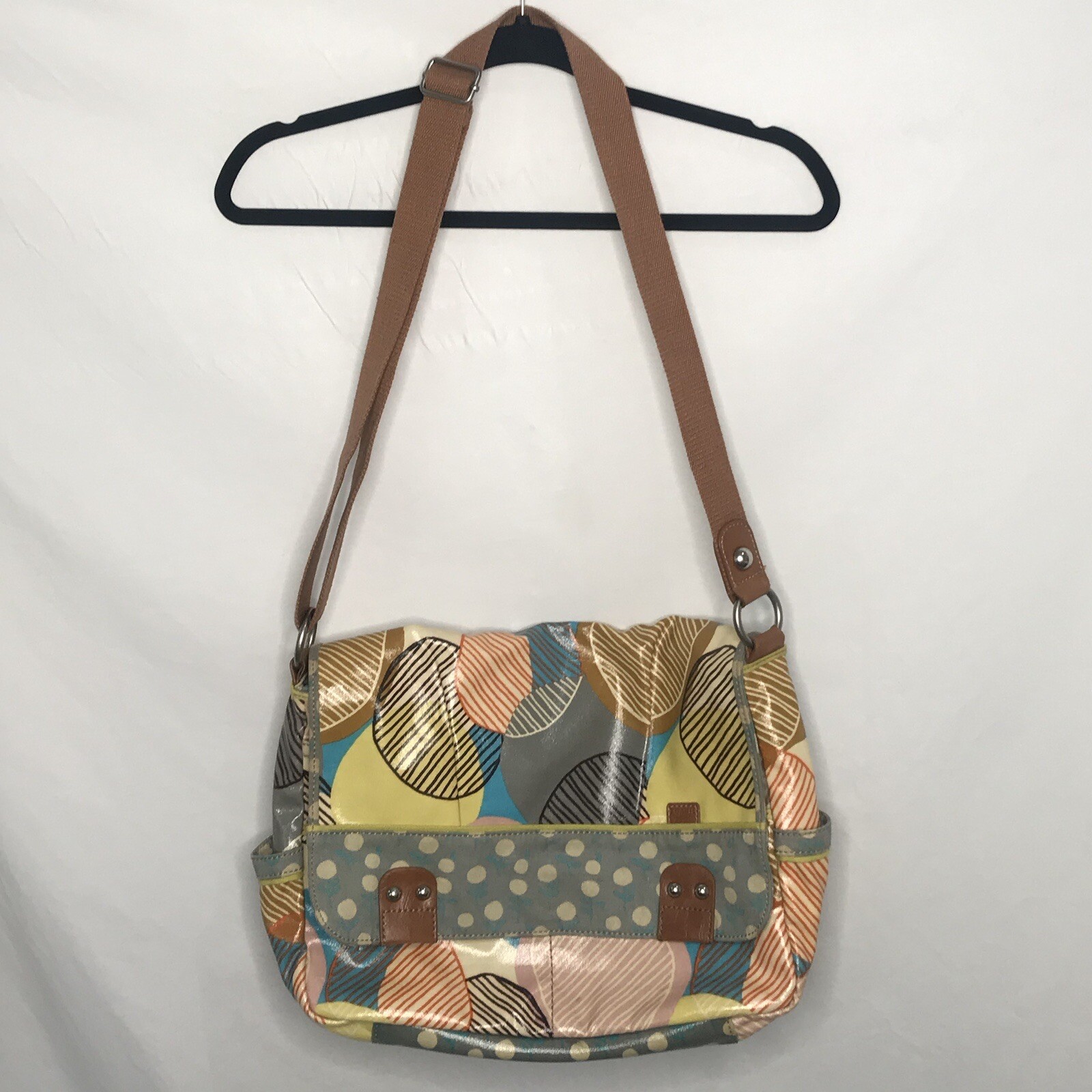 Vintage Fossil Key Per Mod Floral Circle Print Coated… - Gem