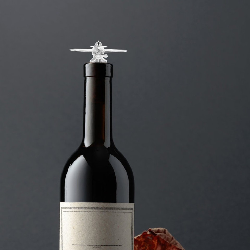 2 Pcs Metal Alloy Aircraft Shaped Wine Bottle Stopper Bottle Plug for ...