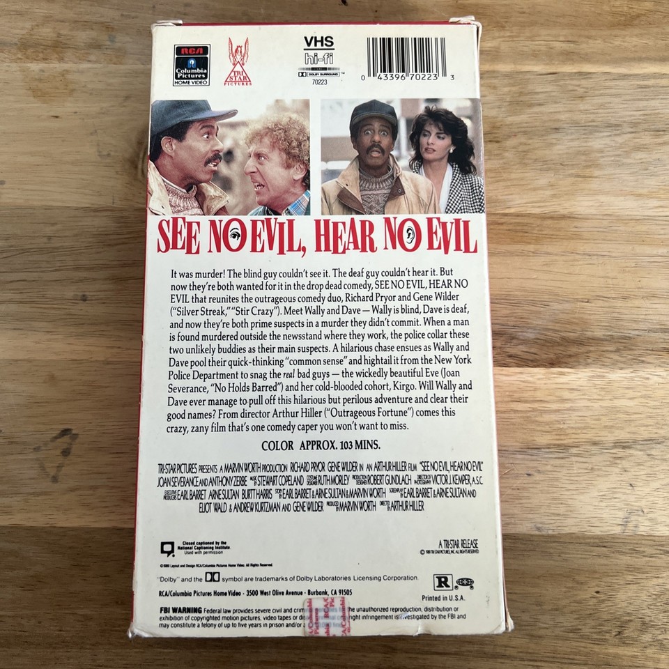 See No Evil, Hear No Evil (VHS, 1993, Closed Captioned) 43396702233| eBay