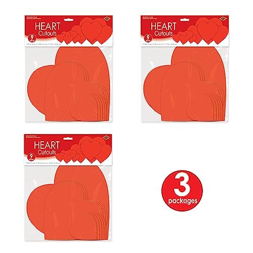 Packaged Printed Heart Pkgd Printed Heart Cutouts - Assorted Sizes (27 ...