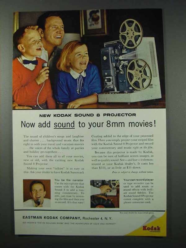 1961 Kodak Sound 8 Projector Ad - Add Sound to Movies | eBay