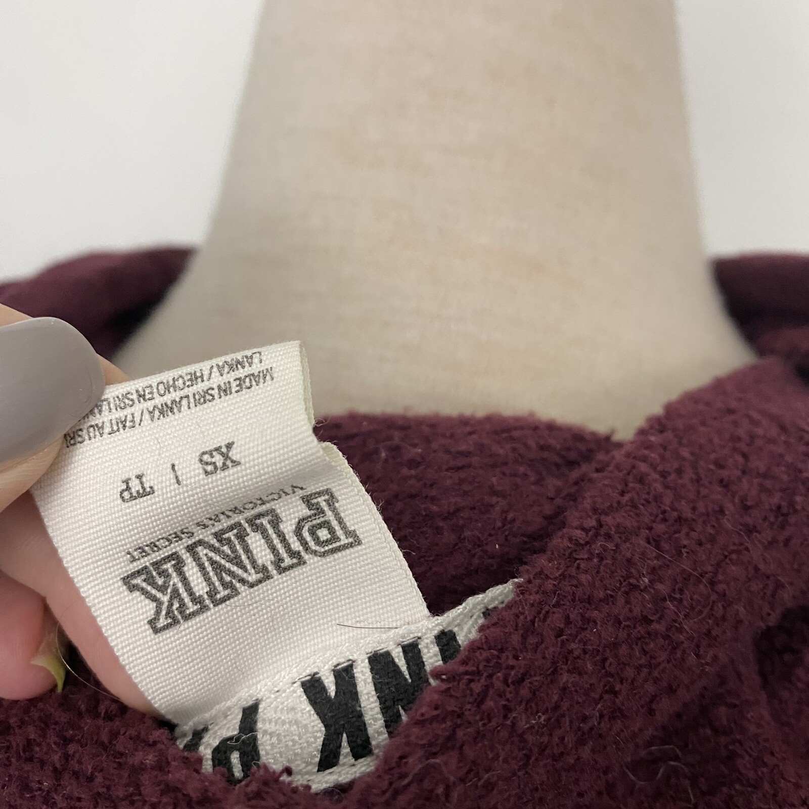 Victoria’s Secret PINK metallic logo maroon hoodie - Gem