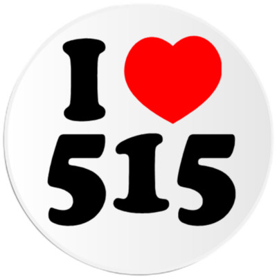 I Love 515 - 3 Pack Circle Stickers 3 Inch - Area Code Des Moines Iowa ...