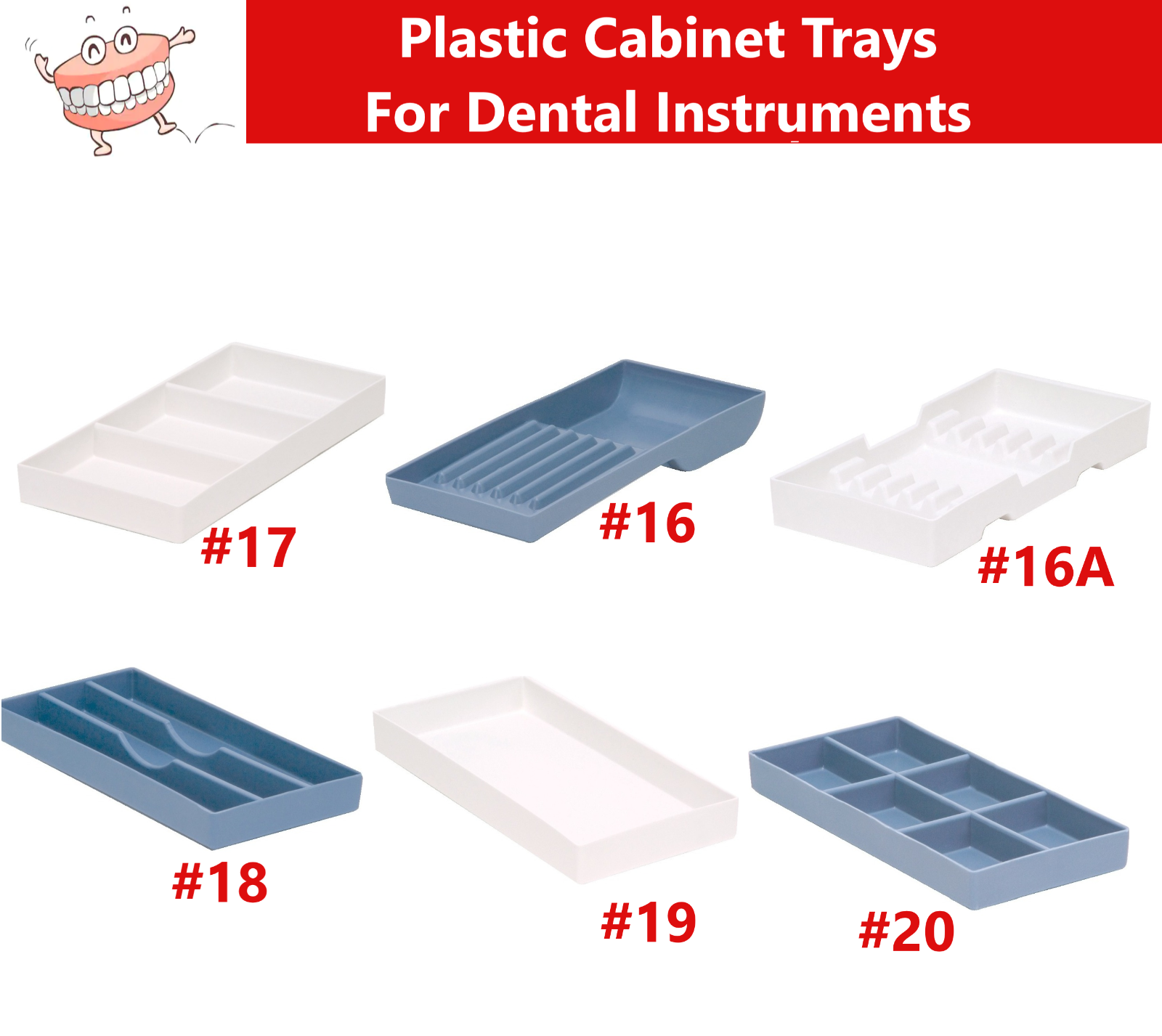 DENTAL CABINET INSTRUMENT TRAY ORGANIZER AUTOCLAVABLE PLASTIC #16 #17 ...