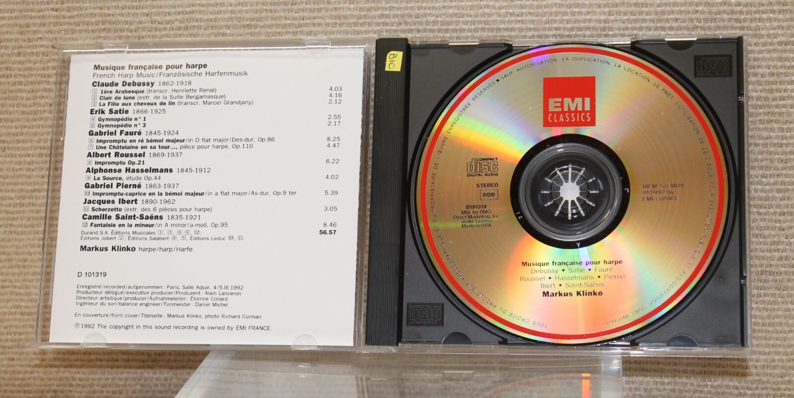 //CD Musique Francaise Pour Harpe: Markus Klinko - 1992 - Classical ...