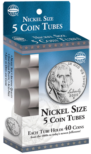 Whitman Nickel Size Coin Tubes (Pack of 5 Tubes - Holds 40 coins each ...