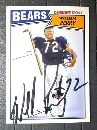 WILLIAM PERRY "The Fridge" Chicago Bears Autographed Novelty Card SB XX ...