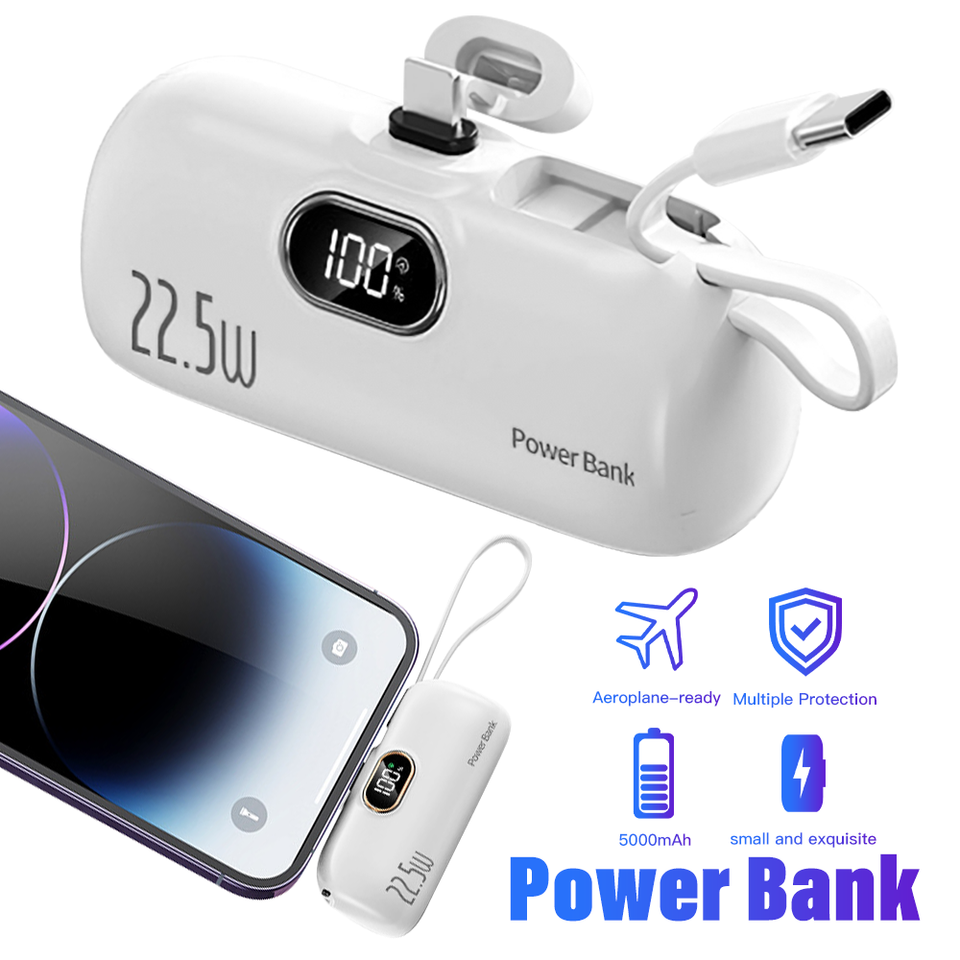 Mini Portable Charger 5000mAh Power Bank 22.5W PD Cell Phone Portable ...