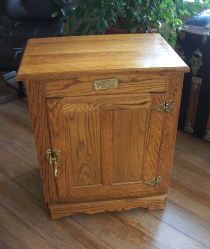Vintage White Clad Oak Wood Ice Box Nightstand Cabinet Chest End Table ...