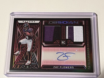 Zay Flowers 2023 Panini Obsidian Rookie Dual Patch Auto 8/8 RPA Ravens ...