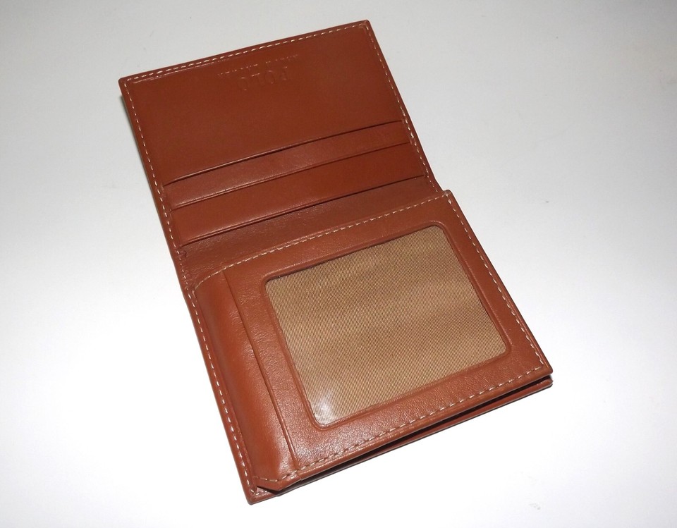 NEW POLO RALPH LAUREN MEN'S LEATHER L FOLD CREDIT CARD WALLET BROWN | eBay