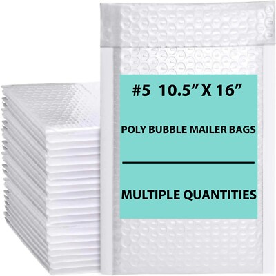 10.5" x 15" #5 Poly Bubble Mailers, Shipping Mailing Bags, White Bubble Mailers | eBay