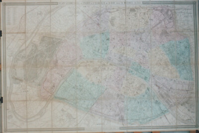 "PLAN DE PARIS 1884" Carte originale entoilée Litho E.ANDRIVEAU-GOUJON ...
