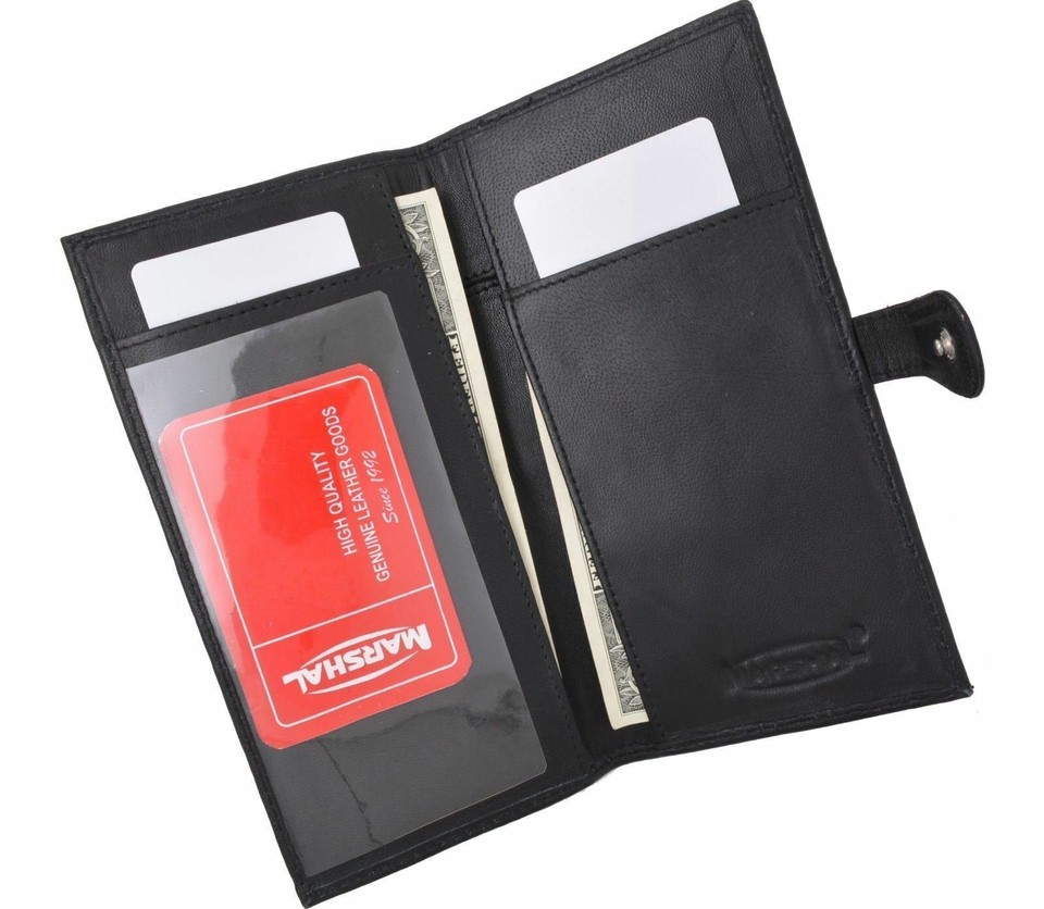Genuine Leather PLAIN Checkbook Cover Black with Snap Closure NEW!!! | eBay