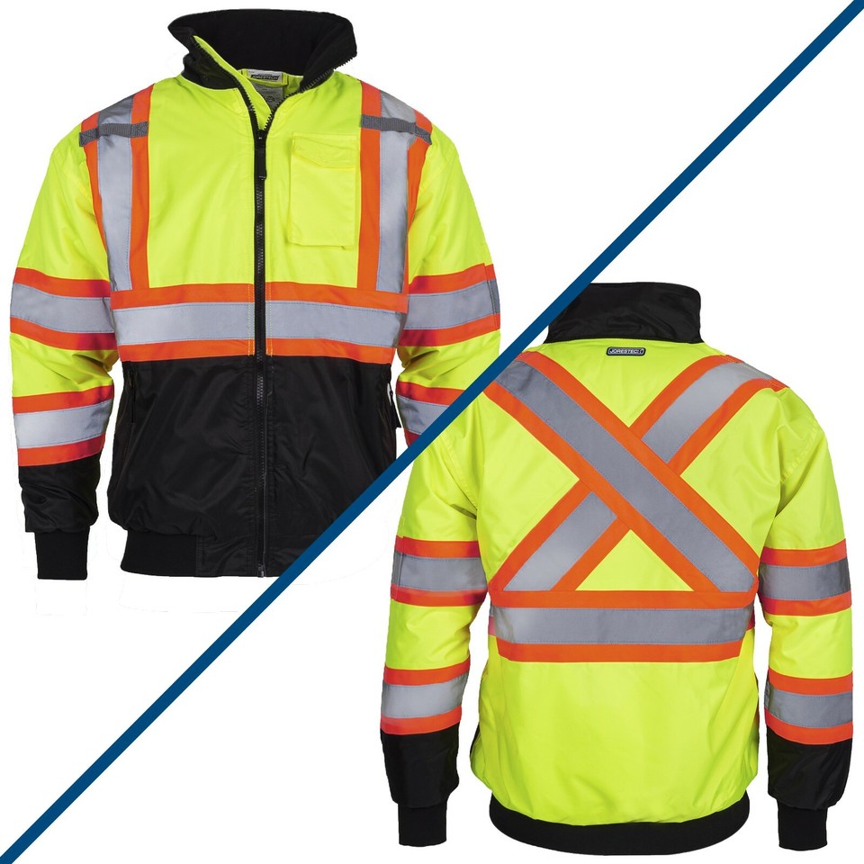 Hi-Vis Insulated Safety Bomber X Back Reflective Jacket ROAD WORK HIGH ...