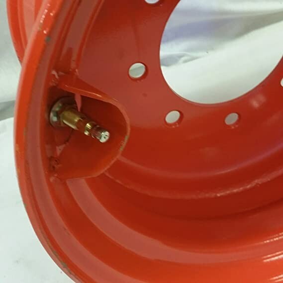 SET OF FOUR (4) 12-16.5 SKID STEER LOADER TIRES WITH ORANGE COLOR RIMS ...