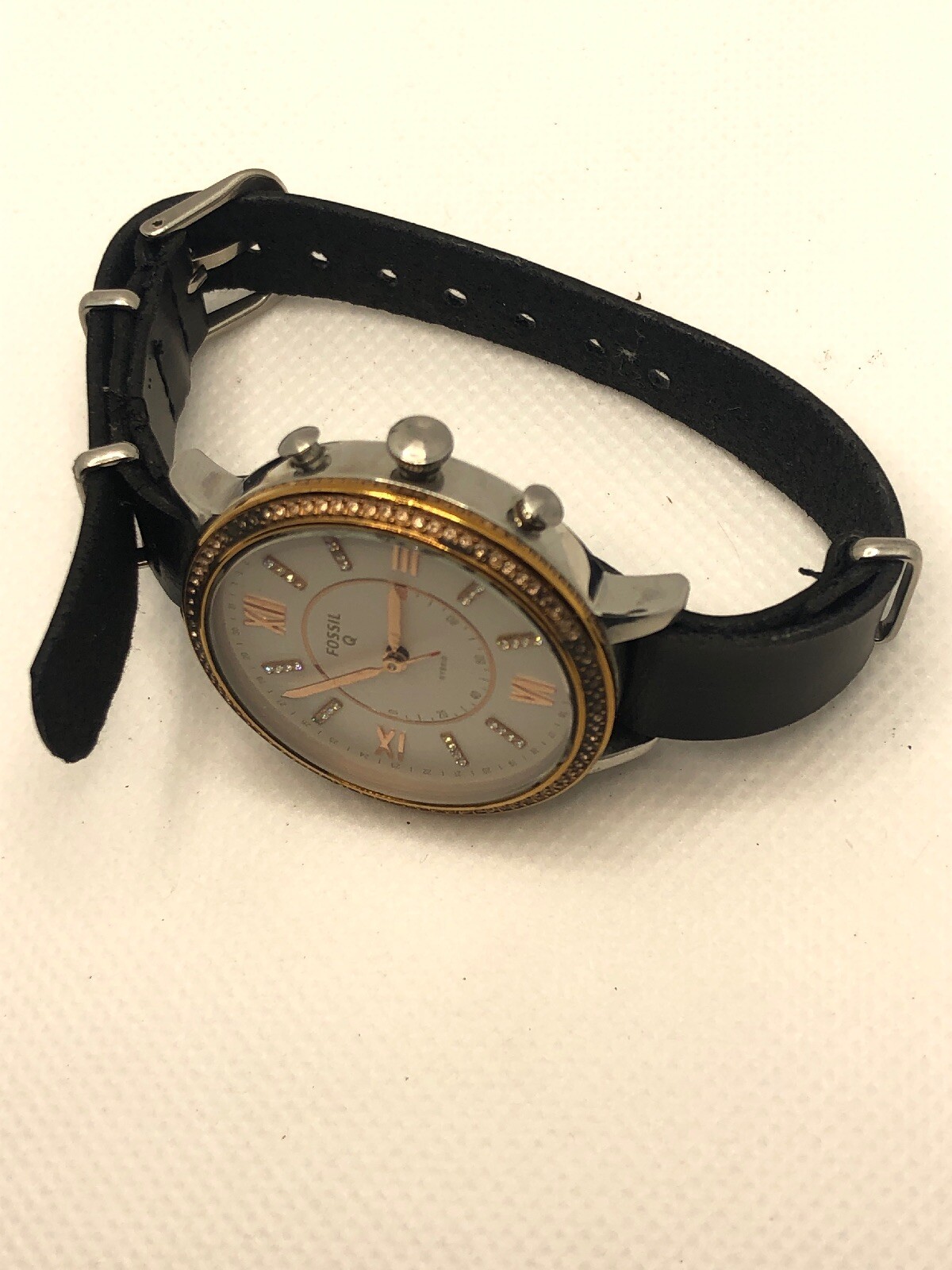 Fossil Q FTW5011 Womens Black Leather Analog White Dial Hybrid Smart ...