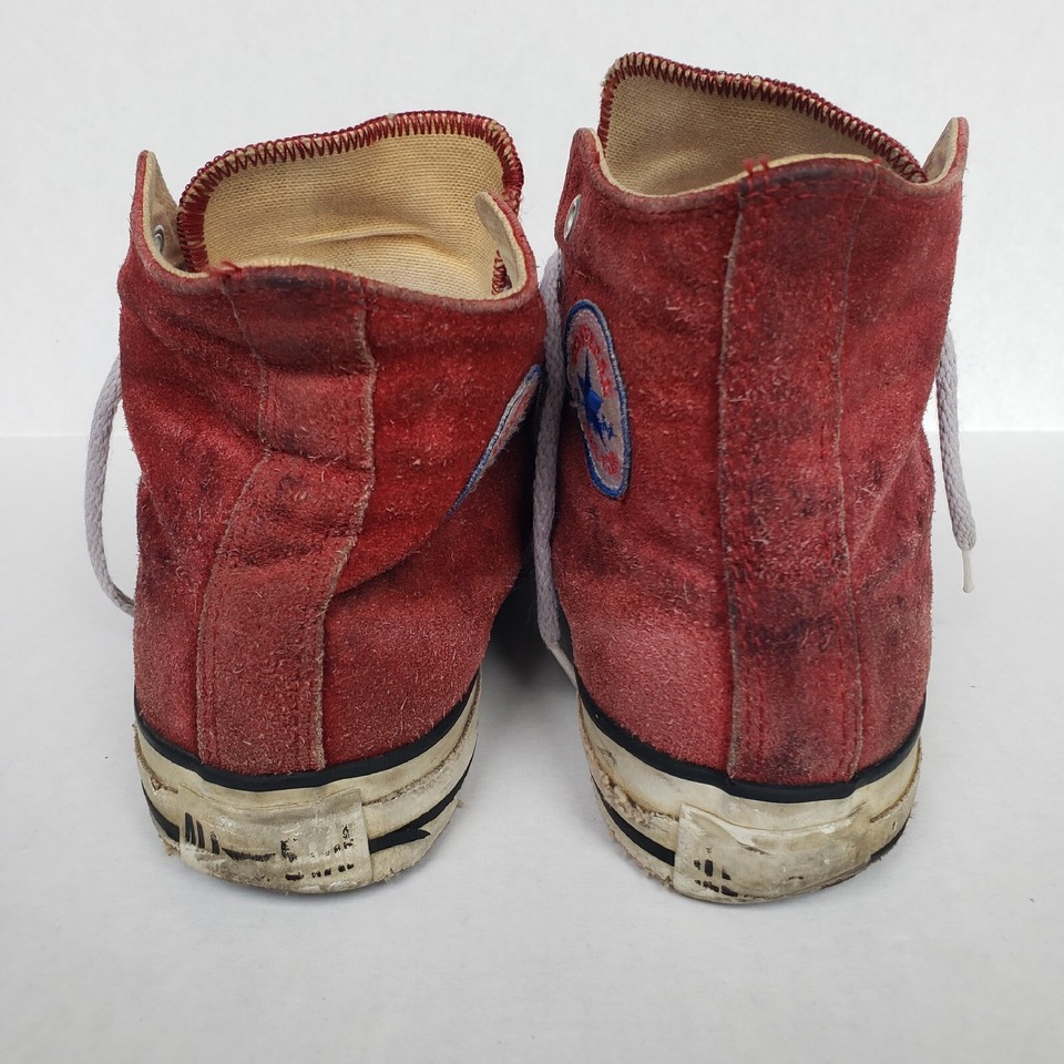 Vintage Converse Chuck Taylor All Star Mid Top Shoes Red Suede 8.5 Made ...