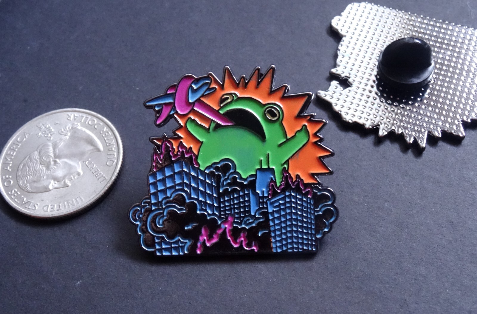 Kaiju Frog Frogzilla Middle Finger Rebel Metal Pin Badge Brooch Enamel ...
