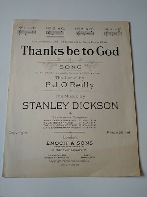 Thanks Be To God by Stanley Dickson & P. J. O’Reilly Vintage Sheet ...