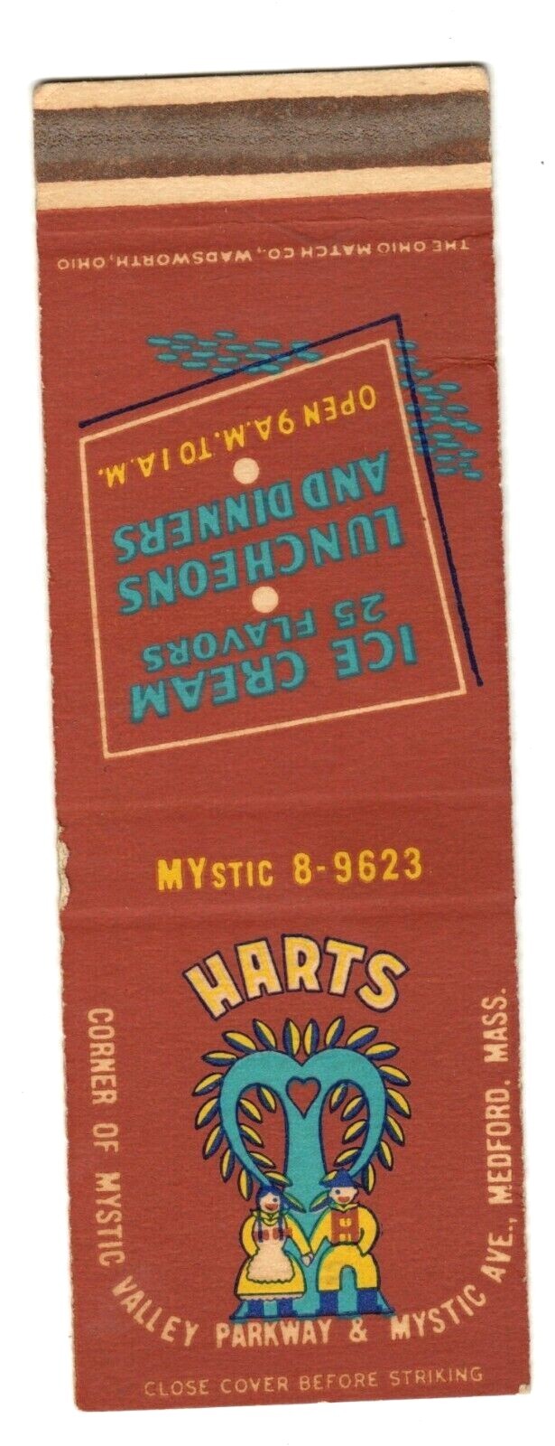 HART'S ICE CREAM matchbook matchcover - MEDFORD, MASSACHUSETTS | eBay