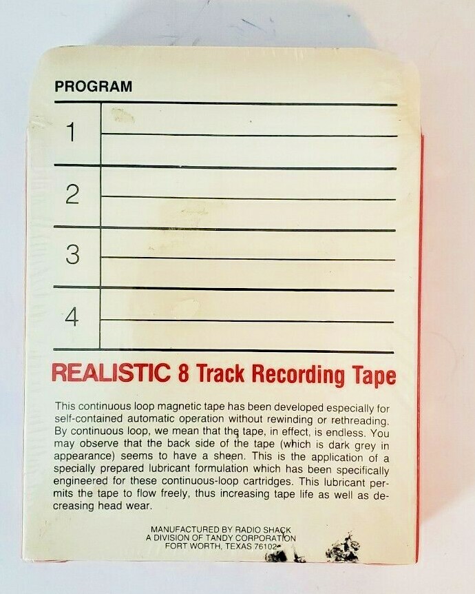VTG Sealed Radio Shack Realistic High Fidelity 8 Track Recording Tape ...