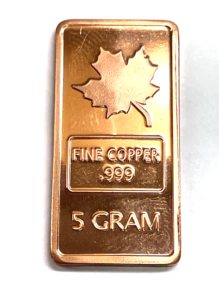 5 Gram Copper Maple Leaf Bars, 2-PACK, Copper Bars, 2 bars, REEDERSONG ...