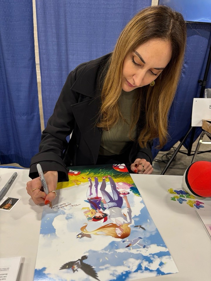 Sarah Natochenny Pokemon hand signed Ash Ketchum litho anime voice auto ...