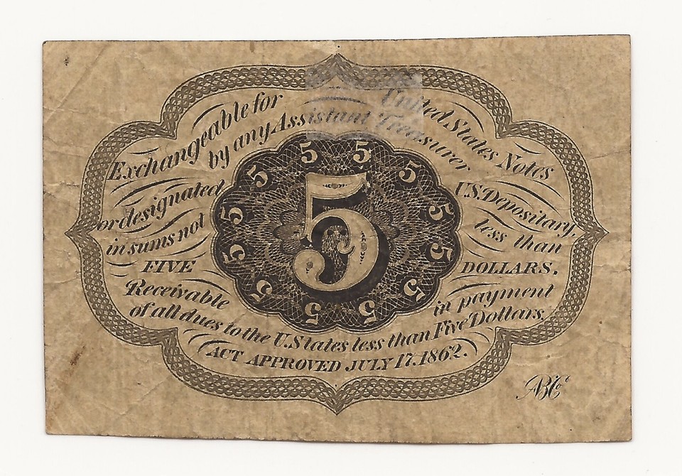1862 Fractional Postage Currency 5 Cents Paper Note AREC | eBay