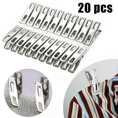 20pcs Strong Stainless Steel Clothes Pegs Heavy Washing Line Laundry ...