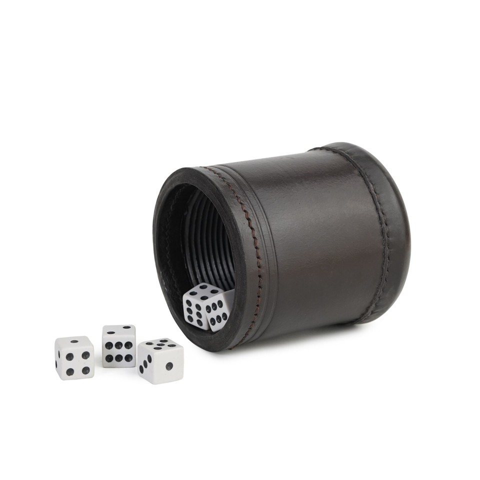Real Leather Dice Cup Dice Shaker with 5 Dice Dice Box Dice Roller Dice ...