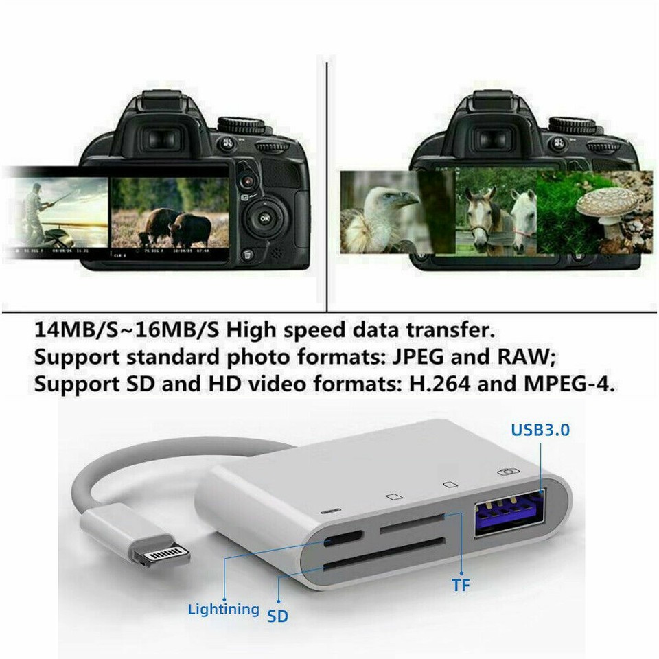 4 in1 USB Camera Connection Kit Micro SD Card Reader Adapter for iPad ...