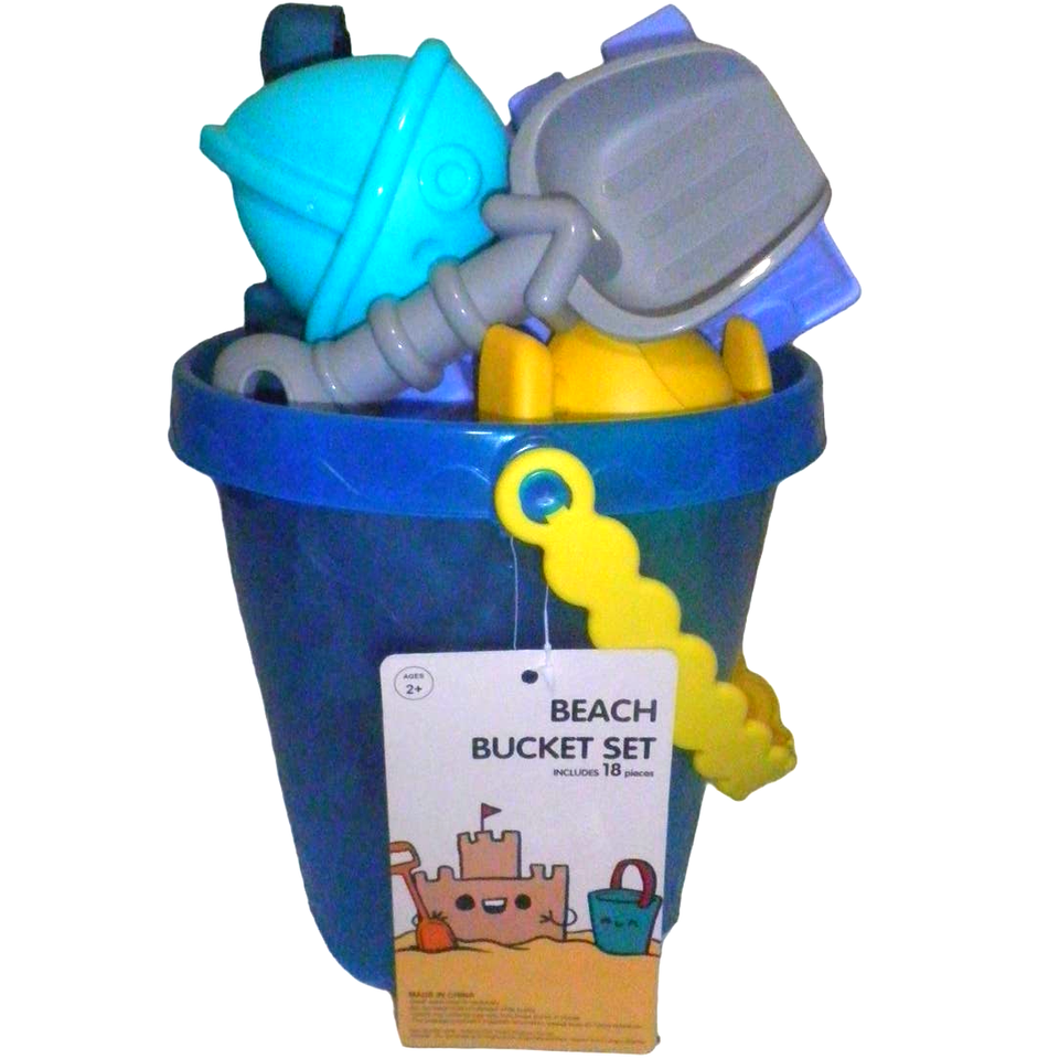 Beach Bucket Set (Includes 18 Pieces) 9" Dia. 9-1/2"H, Loved by Kids of ...