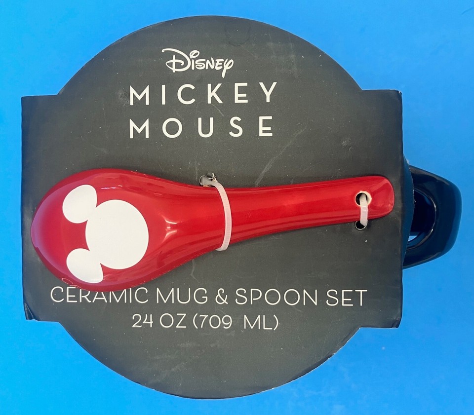 Disney Mickey Mouse Ceramic Mug And Spoon Set 24oz. NEW | eBay