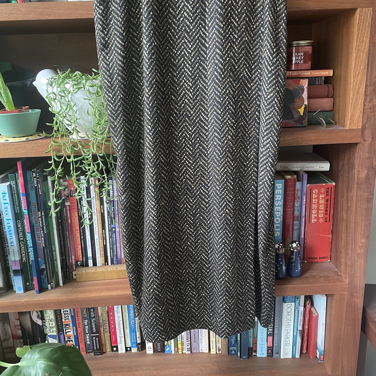 90s chevron maxi skirt Josephine Chaus black brown - Gem