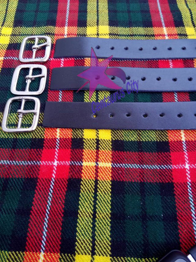 CC 3x Scottish Kilt Black Straps & Buckle 7" Genuine Leather Extender 1 ...